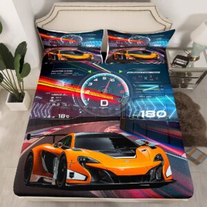 feelyou race car bedding sheets boys extreme sports bed sheet set for kids boys cool car bedding fitted sheet car sports bed cover 1 bed sheet set with 1 pillowcase twin size