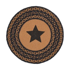 vhc brands farmhouse star table mat- pot holder- woven jute trivet 15" round