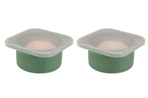 kevjes stackable silicone artisan pizza dough proofing boxes proving containers with lids-2 pack-500ml portion (green)