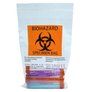 mantianstar 100pcs biohazard specimen bags,6x9in/15x25cm printed with biohazard logo, laboratory sample ziplock top bag