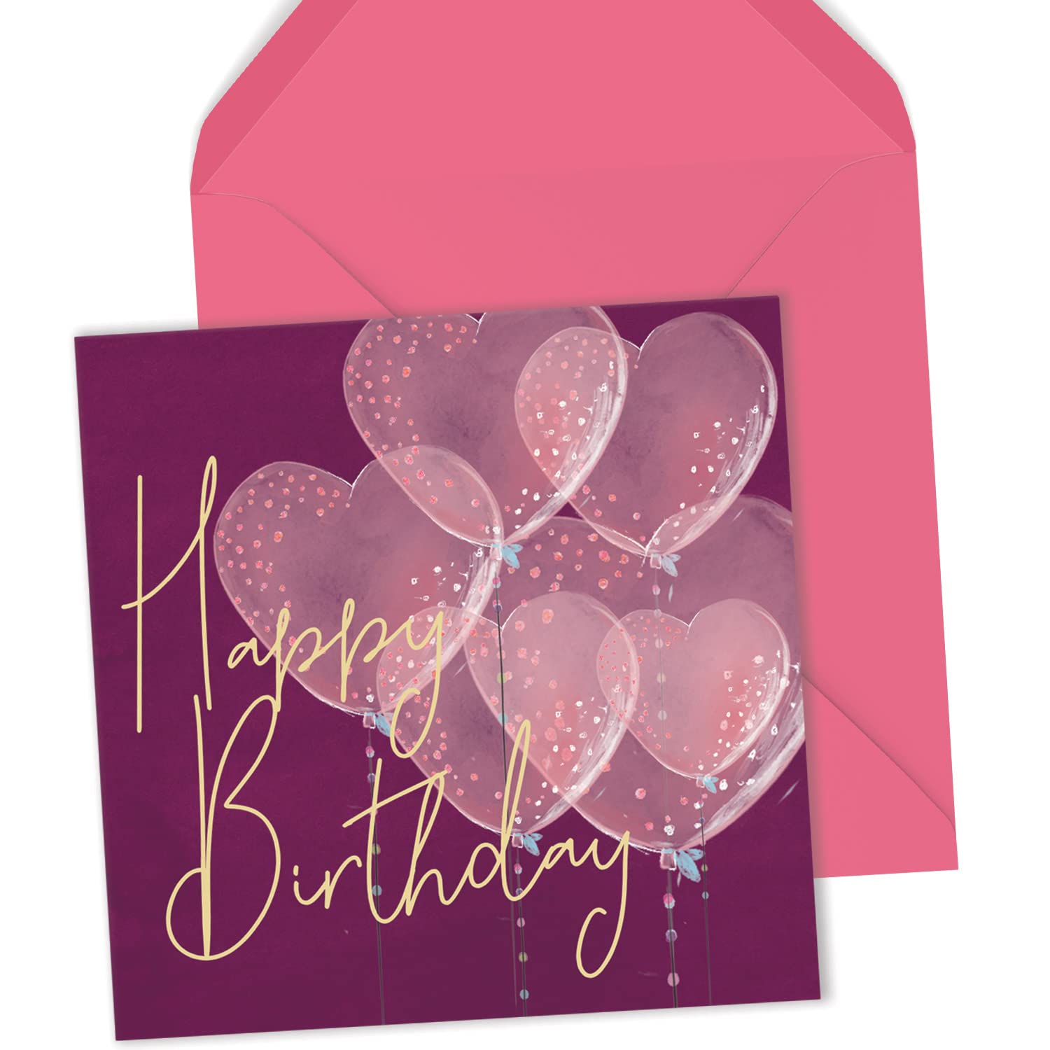 Ruby Ashley Birthday Card for Female Adult or Child. Balloon Happy Birthday Card for Her with Pink Envelope. 100% Recyclable. Made in the UK Eco Friendly Birthday Cards for Women.