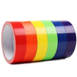 amogato colored duct tape - 1 inch x 10 yards per rolls,multi-color duct tapes, rainbow colored duct tape great for diy art home school office assorted colors