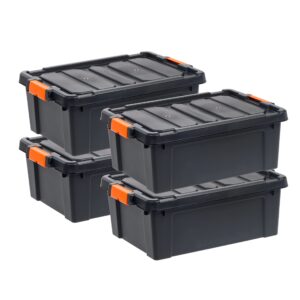 iris heavy duty plastic storage bins with durable lid and secure latching buckles (47 qt. - 4 pack)