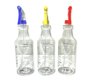 3 pack empty spray bottles, spray bottles for cleaning solutions, all - purpose with clear finish, pressurized sprayer, adjustable nozzle, printed measurements and checkbox (32 ounce)