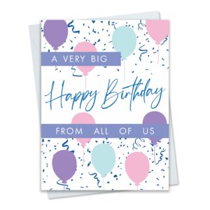 jbh creations big birthday balloon drop card - extra large 9 x 12 with envelope - pastel