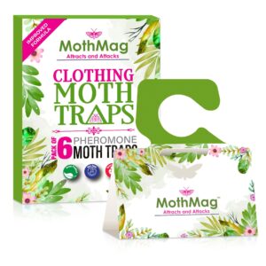 mothmag moth traps for clothes, closets, fabrics, and carpets, clothing moth traps, clothes moth traps, closet moth traps, moth pheromone traps, extra-strength adhesive glue clothes moth trap, 6 pack