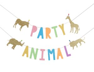 waouh party animal birthday banner for baby - zoo party decor,circus party decor for baby showers,glittering photo props,jungle safari animal party supplies