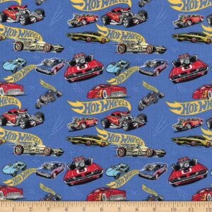 riley blake hot wheels classic car toss blue, fabric by the yard