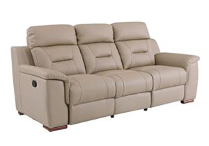 blackjack furniture walker leather match upholstered reclining living room sofa, beige