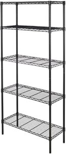 be current 5-shelf shelving storage units, adjustable heavy duty metal shelf wire storage rack for home office garage kitchen bathroom organi black