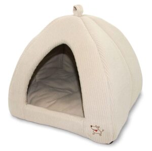 pet tent-soft bed for dog and cat by best pet supplies - beige corduroy, 19" x 19" x h:19"