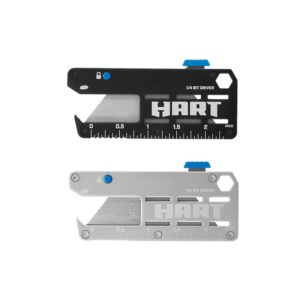 HART 2-Pack 4-IN-1 UTILITY KNIFE: RULER | BOTTLE OPENER | 1/4" DRIVER BIT HOLDER | ONE HANDED OPERATION