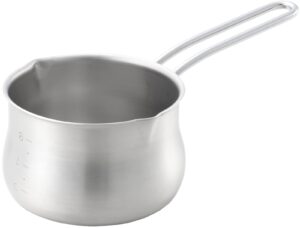 yoshikawa yj3349 milk pan, made in japan, 4.7 inches (12 cm), stainless steel double mouth milk pan, for gas fire