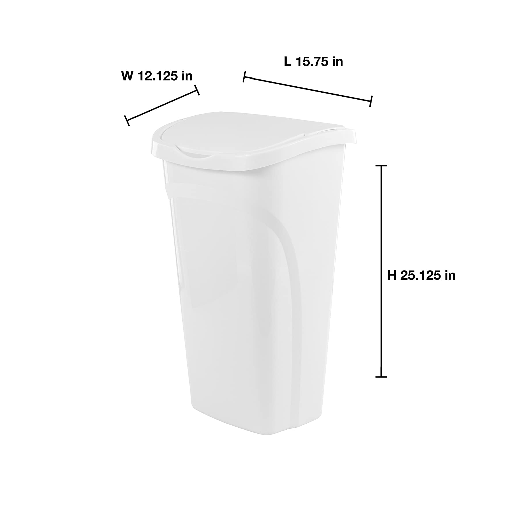 United Solutions 10 Gal/40 Qt Space-Efficient Kitchen Trash Can with Dual Swing Lid, (Pack of 2), Waste Basket Fits in Narrow Spaces and Perfect for Commercial Offices, Home Office, Dorm, White