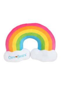 fun costumes care bears rainbow pillow soft flannel pillow with rainbow stripes, embroidered logo, and cushy fiberfill stuffing