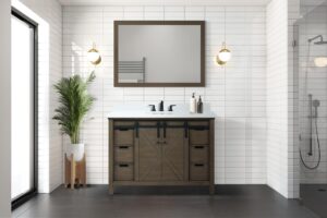 bell+modern ketchum 48 in w x 22 in d rustic brown bath vanity and white quartz countertop