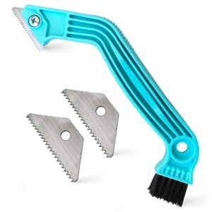 pentausa grout removal tool - caulk remover tool for tiles, tile grout scraper saw, grout saw, caulking tools, scraper, scrubber brush, tile joint cleaning brush, removes caulks dirts (2 extra blades)