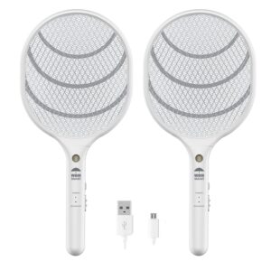 himalayan glow bug zapper, electric fly swatter rechargeable racket, mosquito repellent 3,000 volt, usb charging cable best use for indoor & outdoor - 2 pcs