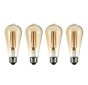 satco s9579/04 st19 vintage style led filament light bulb, 6.5w, 2000k, 4-pack