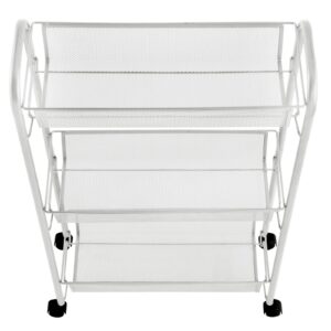 mDesign Steel Rolling Utility Cart Storage Organizer Trolley with 3 Basket Shelves for Laundry Room, Mudroom, Garage, Bathroom Organization - Holds Detergents, Hand Soap - Biro Collection, Light Gray