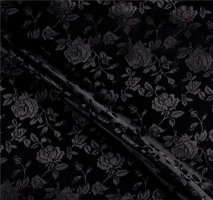 black satin brocade jacquard fabric