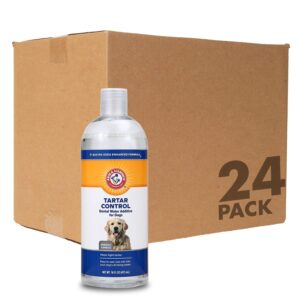 arm & hammer for pets dental water additive for dogs, tartar control | dog dental care reduces plaque & tartar buildup without brushing | 16 ounces - 24 pack, odorless and flavorless