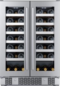 avallon awc242fd 24 inch wide 42 bottle capacity french door wine cooler with led lighting