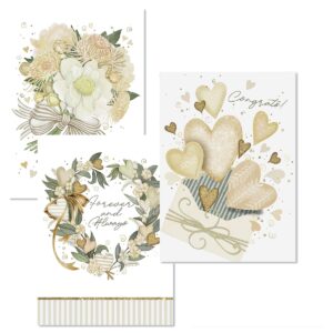 current wedding stripes congratulations bride & groom greeting cards by nicoll tamarin - set of 8 (4 designs), large 5" x 7", sentiments inside, includes white envelope