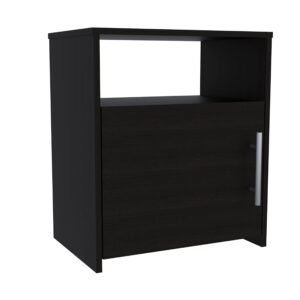 omaha nightstand, single door cabinet, metal handle, 1 shelf, superior top, black