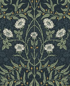 nextwall stenciled floral peel and stick wallpaper (navy & sage)