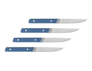 misen steak knives set of 4 - precision serrated blades for effortless dining - stainless steel - superior cuts with four steak knives handles for stylish elegance - blue