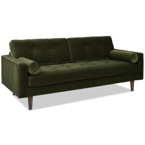 jennifer taylor home nicholas 83.5" mid-century modern sofa, olive green performance velvet