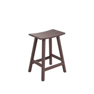 wo home furniture saddle stool 24"-inch adirondack hdpe backless patio kitchen counter stool seat (dark brown)