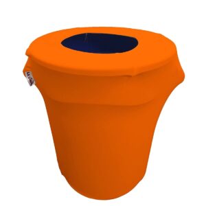 spandexcover32g-orangex48 stretch spandex trash can cover 32 gal round, orange