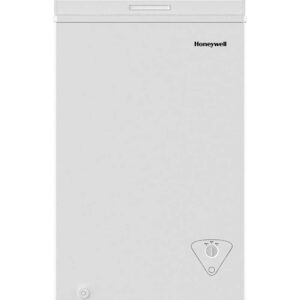 honeywell 3.5 cubic feet chest freezer with removable storage basket, adjustable temperature control, energy saving, for garage, office, dorm, or apartment, white