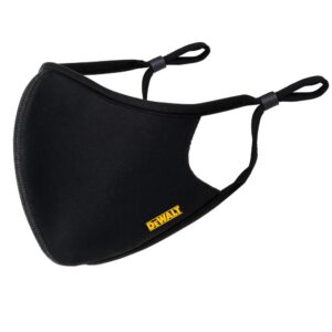 dewalt breathable cloth face masks — adjustable earloops and removable neckstrap — black — 2-pack