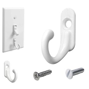 chanvoo light switch plate hooks, 3 pack tiny wall mounted hooks for hanging coat, scarf, bag, towel, key, hat, robe with screws (white)