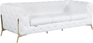 blackjack furniture modena modern italian leather living room tufted sofa, white