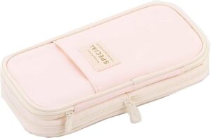 arnuixty large storage pencil case pen bag with zipper big capacity pouch organizer for office travel holder box(peach)