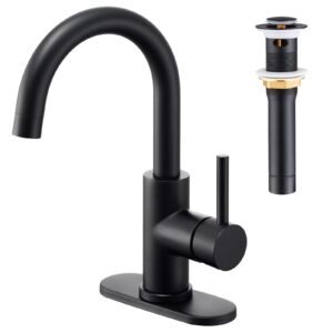 crea bar sink faucet,black bathroom faucet with pop up drain stopper overflow,pre wet small kitchen sink faucet single hole 1 handle stainless steel,bathroom sink stopper hair catcher