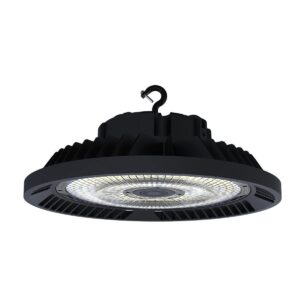 ledone ufo high bay led lights, multiple wattage 180w/200w/250w, 0-10v dimmable with hook mount, ip66 with 5000k daylight, 8ft wire with plug, 120-277v with 120 degrees ribbed lens, ul&dlc listed