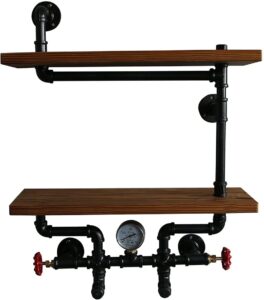 wall shelf, industrial 2 tier floating shelf decorative shelves decorative shelves hanging bracket for living room kitchen bedroom bathroom bar,black