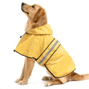 ezierfy reflective dog rain coats - waterproof adjustable pet raincoat jacket, lightweight dog apparel & accessories raincoat for small to x- large dogs(yellow, large)