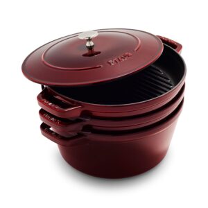 staub cast iron 4-pc stackable set - grenadine