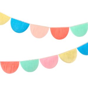 meri meri rainbow scallop pennant banner (pack of 2), 13' party banner inlcuding excess cord, meri meri garland birthday party decorations