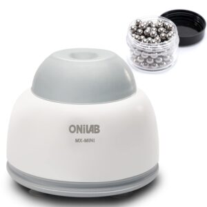 onilab mini vortex mixer with touch function, lab mixing, nail polish,eyelash adhesives and acrylic paints mixing, lab vortexer for tubes,include 120 pcs stainless steel mixing balls