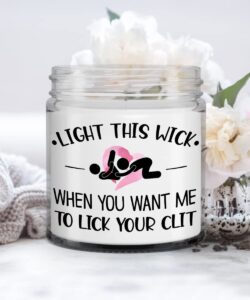 sex candle for her naughty anniversary christmas valentines day idea for wife girlfriend oral sex jokes funny lick my clit 9 oz. vanilla scented soy wax candles for women