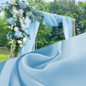 baby blue 5 yards chiffon fabric continuous sheer drapery for rustic wedding party arch backdrop