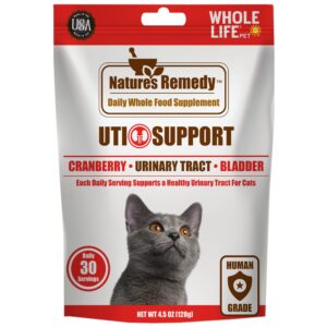 whole life pet cat urinary supplement, feline uti remedy & prevention, urinary tract infection treatment - natural cranberry for cats, cat probiotic for health & digestive support - 30-day supply