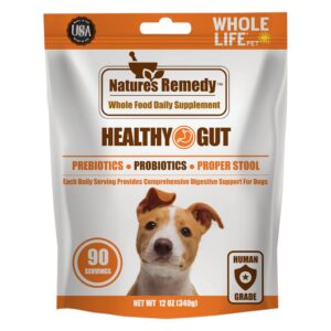 whole life pet healthy gut daily supplement for dogs – probiotics, prebiotics, pumpkin. helps digestion + stool formation. mixes in food or with water for hydrating snack